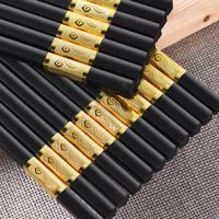 China Gold Plated Plastic Sushi Chopsticks 24cm Non Slip Chinese Chopsticks Set for sale