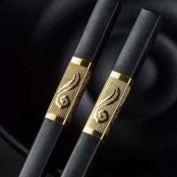 China Gold Plated Plastic Sushi Chopsticks 24cm Non Slip Chinese Chopsticks Set for sale