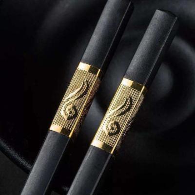 China Gold Plated Plastic Sushi Chopsticks 24cm Non Slip Chinese Chopsticks Set for sale