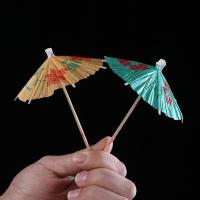 China Disposable Fruit Skewers Bamboo Umbrella 14cm Length Pink Blue Green Yellow for sale