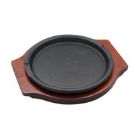 China Round Pizza Steak Cast Iron Serving Pan Cast Iron Skillet Serving Plates for sale