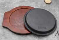China Round Pizza Steak Cast Iron Serving Pan Cast Iron Skillet Serving Plates for sale