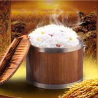China Custom Finished Pinewood Rice Bucket 1L-30L Wooden Rice Barrel Cylinder for Supermarket for sale