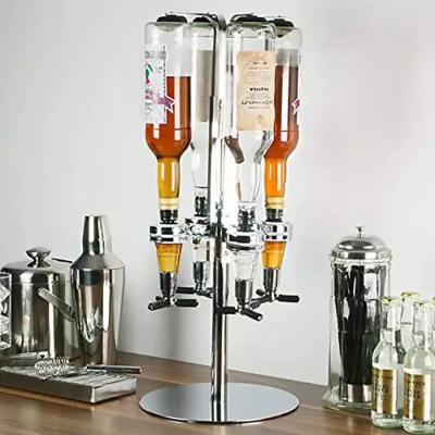 China Aluminum Rotating Vertical Liquor Dispenser 6 Bottle 52cm Height for Bar Use for sale