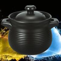 China OEM Black Ceramic Casserole Cooking Pot with Lid 2.5L to 6L Heat Resistant for sale