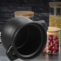 China OEM Black Ceramic Casserole Cooking Pot with Lid 2.5L to 6L Heat Resistant for sale