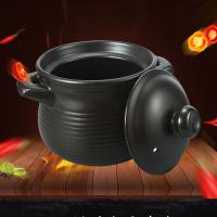 China OEM Black Ceramic Casserole Cooking Pot with Lid 2.5L to 6L Heat Resistant for sale