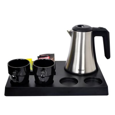 China 0.8L Stainless Steel Electric Kettle with Coffee Wooden Tray Set 220V for sale