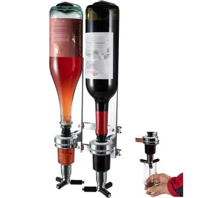 China Aluminum 2 Bottle Rotating Liquor Dispenser 16x12x32cm for Home Bar for sale