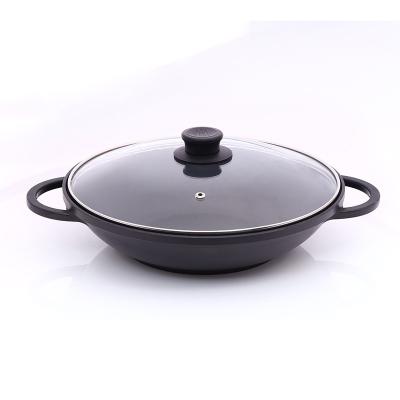 China Double Ears Aluminum Alloy Soup Pot 28cm Nonstick Induction Base Hot Pot for sale