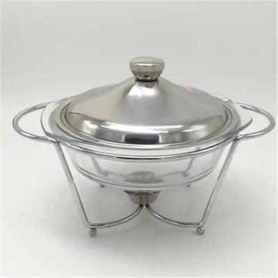 China Round Glass Chafing Dish with Glass Lid and Alcohol Burner for Buffet 2000pcs MOQ for sale