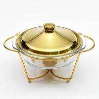 China Round Glass Chafing Dish with Glass Lid and Alcohol Burner for Buffet 2000pcs MOQ for sale