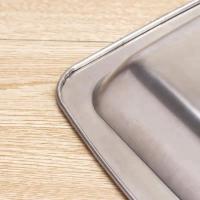 China Stainless Steel 3 Compartment Canteen Plate Food Tray 6 Square Hotel Tableware for sale