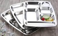 China Canteen 5 Compartment Steel Plates Tableware And Utensils Eco Friendly for sale
