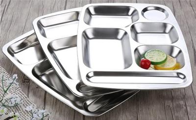 China Canteen 5 Compartment Steel Plates Tableware And Utensils Eco Friendly for sale