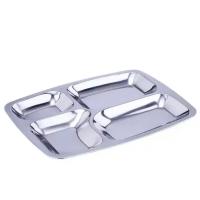 China Canteen 5 Compartment Steel Plates Tableware And Utensils Eco Friendly for sale