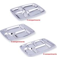 China Canteen 5 Compartment Steel Plates Tableware And Utensils Eco Friendly for sale