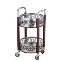 China Round Hotel Serving Cart Double Tier 400x890mm Metal Gold Silver for Lobby for sale