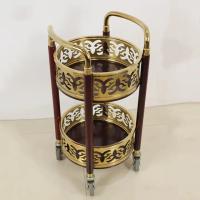China Round Hotel Serving Cart Double Tier 400x890mm Metal Gold Silver for Lobby for sale