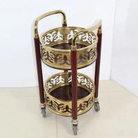 China Round Hotel Serving Cart Double Tier 400x890mm Metal Gold Silver for Lobby for sale