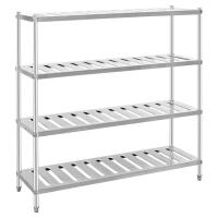 China Commercial Stainless Steel Slatted Shelving 4 Tier 1100x500x1500mm Hotel Kitchen Rack for sale