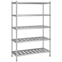 China Commercial Stainless Steel Slatted Shelving 4 Tier 1100x500x1500mm Hotel Kitchen Rack for sale