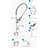 China Commercial Deck Mount Pre Rinse Sink Mixer Faucet Brass Pull Out Spray 2 Hole for sale