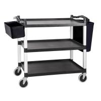 China Three Tier Kitchen Dining Cart Hotel Cleaning Trolley 107x52x96cm 300lbs Capacity for sale