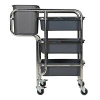 China 3 Tier Stainless Steel Hotel Cleaning Service Trolley 77.6x45.5x92.5cm Heavy Duty for sale