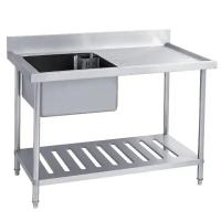 China Kitchen Stainless Steel Table And Sink Food Prep Table With Sink for sale