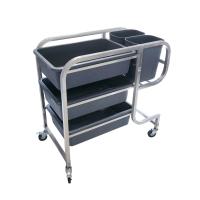 China Stainless Steel 3 Shelf Kitchen Trolley 750x400x835mm Hotel Cleaning Cart with Brakes for sale