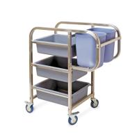 China Stainless Steel 3 Shelf Kitchen Trolley 750x400x835mm Hotel Cleaning Cart with Brakes for sale