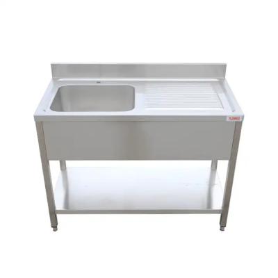 China 304 Stainless Steel Commercial Sink Table with Backsplash 1200x700x850mm CE Certified for sale