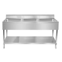 China Triple Bowl Stainless Steel Worktable with Sink 1800mm CE Certified Commercial Kitchen Table for sale