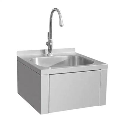 China SS304 Single Hand Wash Sink Commercial Stainless Steel 455x455x275mm Knee Press for sale