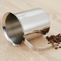 China 400ml 800ml Manual Milk Frother Stainless Steel Cappuccino Frothing Jug with Handle for sale