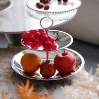 China Stainless Steel 2 Tier Dessert Tray 280x220mm Hotel Lobby Cake Stand for sale