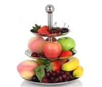 China Detachable 2 Tier Stainless Steel Fruit Basket 268x220x180mm for Hotel Lobby for sale