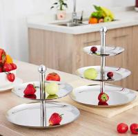 China Detachable 2 Tier Stainless Steel Fruit Basket 268x220x180mm for Hotel Lobby for sale