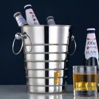 China Stainless Steel Ice Bucket with Double Handles 230mm x 220mm for Wine and Beverage Cooling for sale