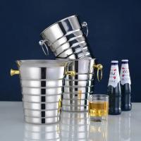 China Stainless Steel Ice Bucket with Double Handles 230mm x 220mm for Wine and Beverage Cooling for sale