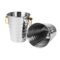 China Stainless Steel Ice Bucket with Double Handles 230mm x 220mm for Wine and Beverage Cooling for sale