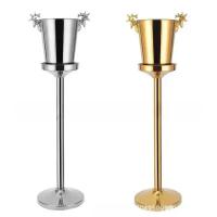 China 304 Stainless Steel Champagne Ice Bucket Stand 750mm Height Bar Coffee Equipment for sale