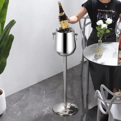 China French Style Stainless Steel Champagne Bucket Stand 750mm Tall Ice Bucket Holder for sale