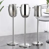 China French Style Stainless Steel Champagne Bucket Stand 750mm Tall Ice Bucket Holder for sale