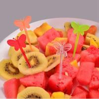 China Butterfly Plastic Disposable Fruit Stick Creativity Bar Restaurant Home Fork for sale
