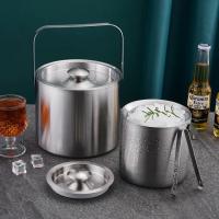 China Stainless Steel Ice Bucket with Lid and Strainer 2.0L 3.0L for Bar Beer Champagne for sale