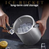 China Stainless Steel Ice Bucket with Lid and Strainer 2.0L 3.0L for Bar Beer Champagne for sale