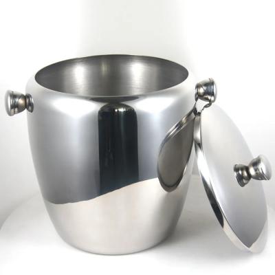 China Stainless Steel Ice Bucket with Ear 1.0L 2.0L Wine Beer Champagne Cooler for sale