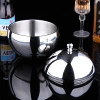 China Round Ball Shape Stainless Steel Insulated Ice Bucket 175x210mm with Lid and Handle for sale